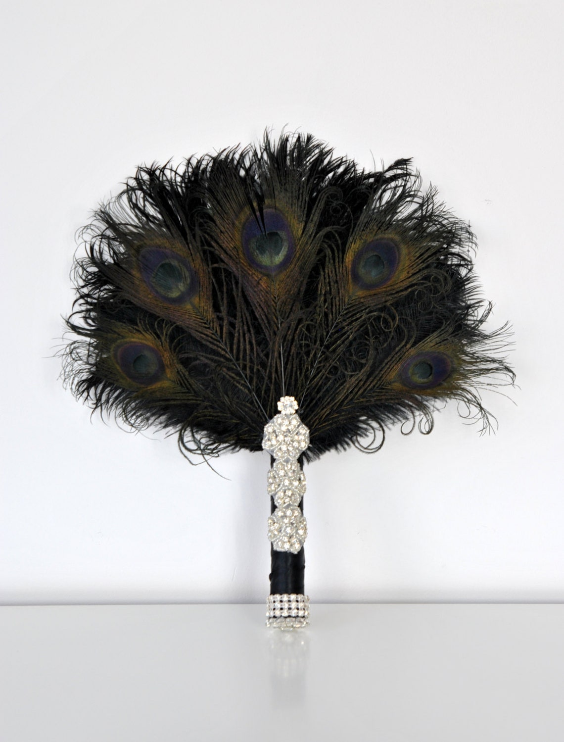 Back Bridal Feather Fan Alternative Ostrich Feather Fan | Etsy