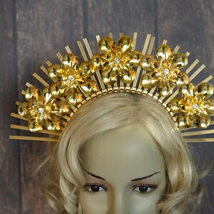 Flower Spring Halo Crown, Summer Gold Halo Crown, Crystal Halo ...
