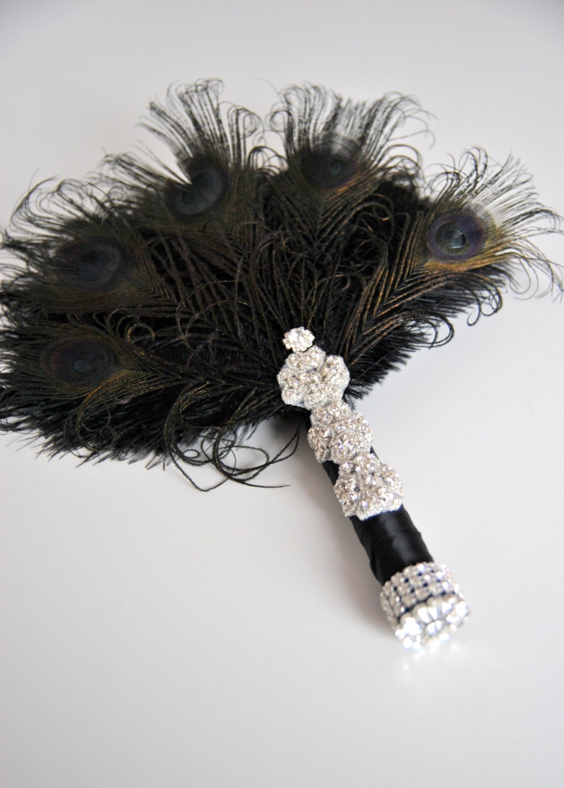 Back Bridal Feather Fan Alternative Ostrich Feather Fan | Etsy