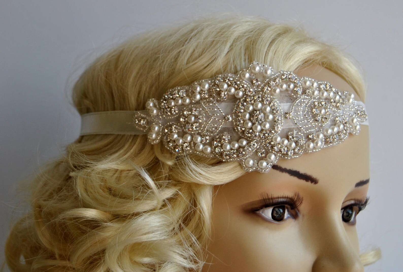 Pearl Rhinestone Flapper Gatsby Headband Wedding Bridal Etsy