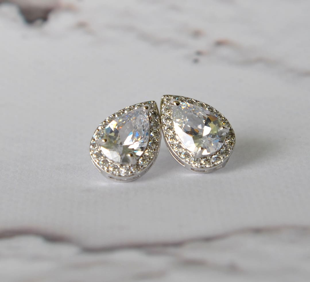 ALEXA Teardrop Stud Earrings , Gold Rose Gold Stud Earrings White ...