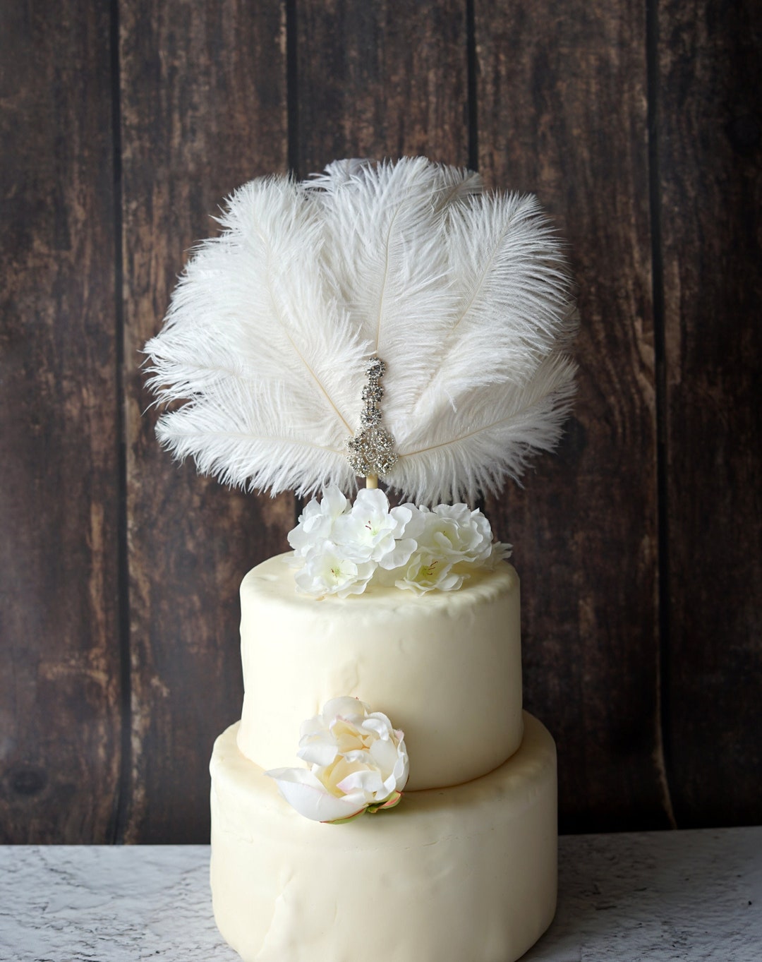 Feather Cake Topper, Gatsby 1920s Wedding White Cake Topper ...