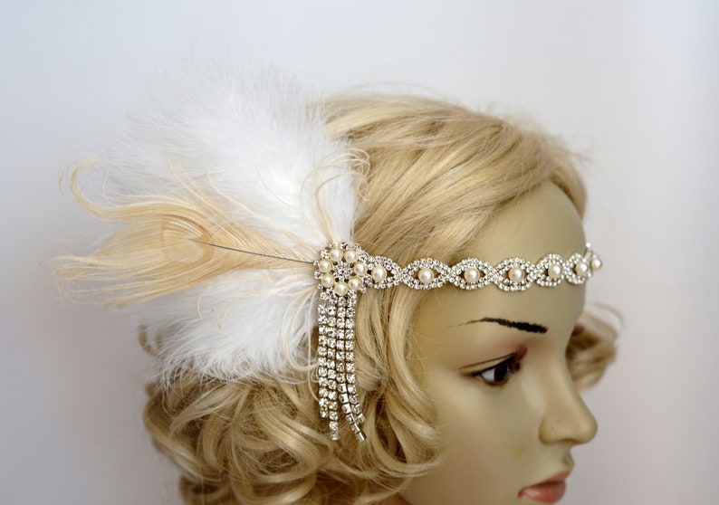 Pearl Flapper Headpiece Headbnad Great Gatsby Bridal 1920s - Etsy