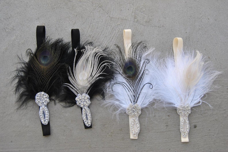 Black Flapper Feather Headbandthe Great Gatsby Headpiece - Etsy UK