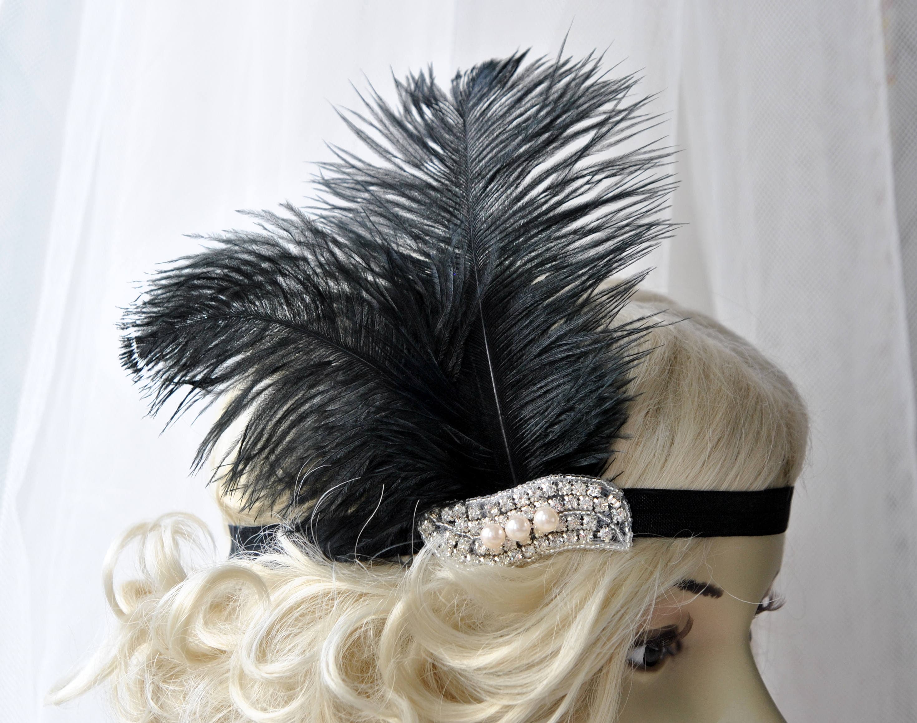 Pearls Headpiece Black 1920s Flapper Headbands Gatsby | Etsy