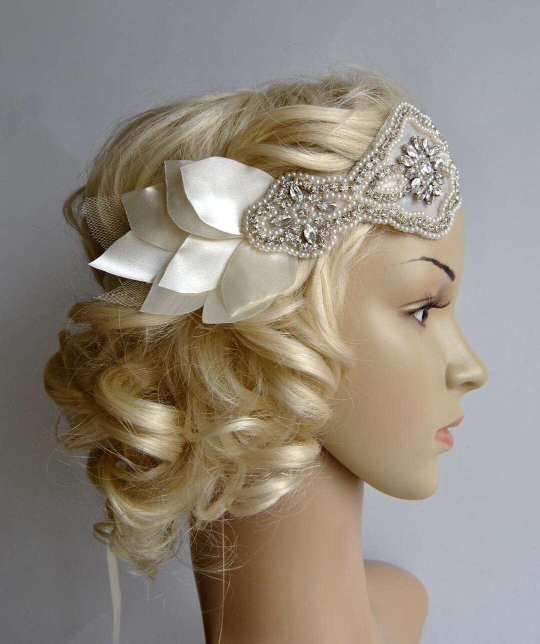 Bridal 1920s Bandeau Petal Headband, the Great Gatsby Headband, 1920s ...
