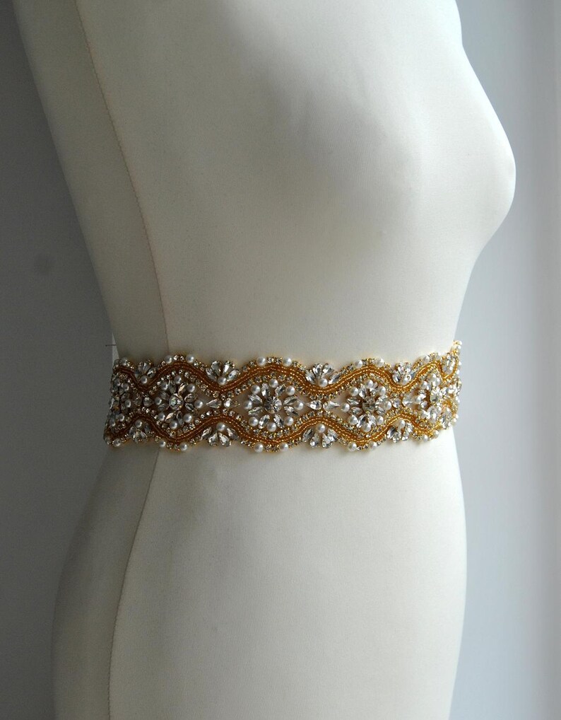 25 Gold Luxury Crystal Bridal Sashwedding Dress Sash | Etsy