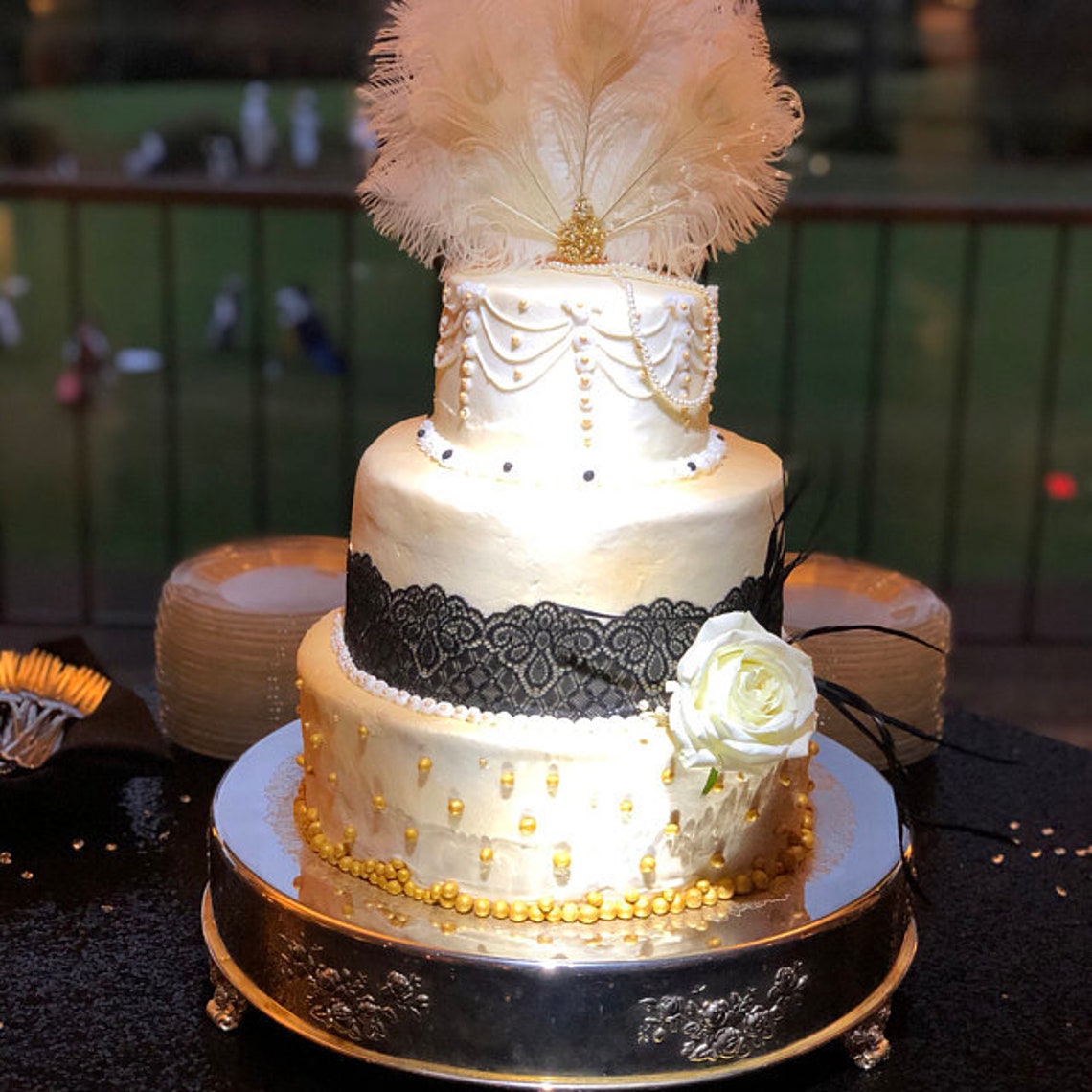 Gold Feather Cake Topper Great Gatsby 1920s Customized Wedding | Etsy