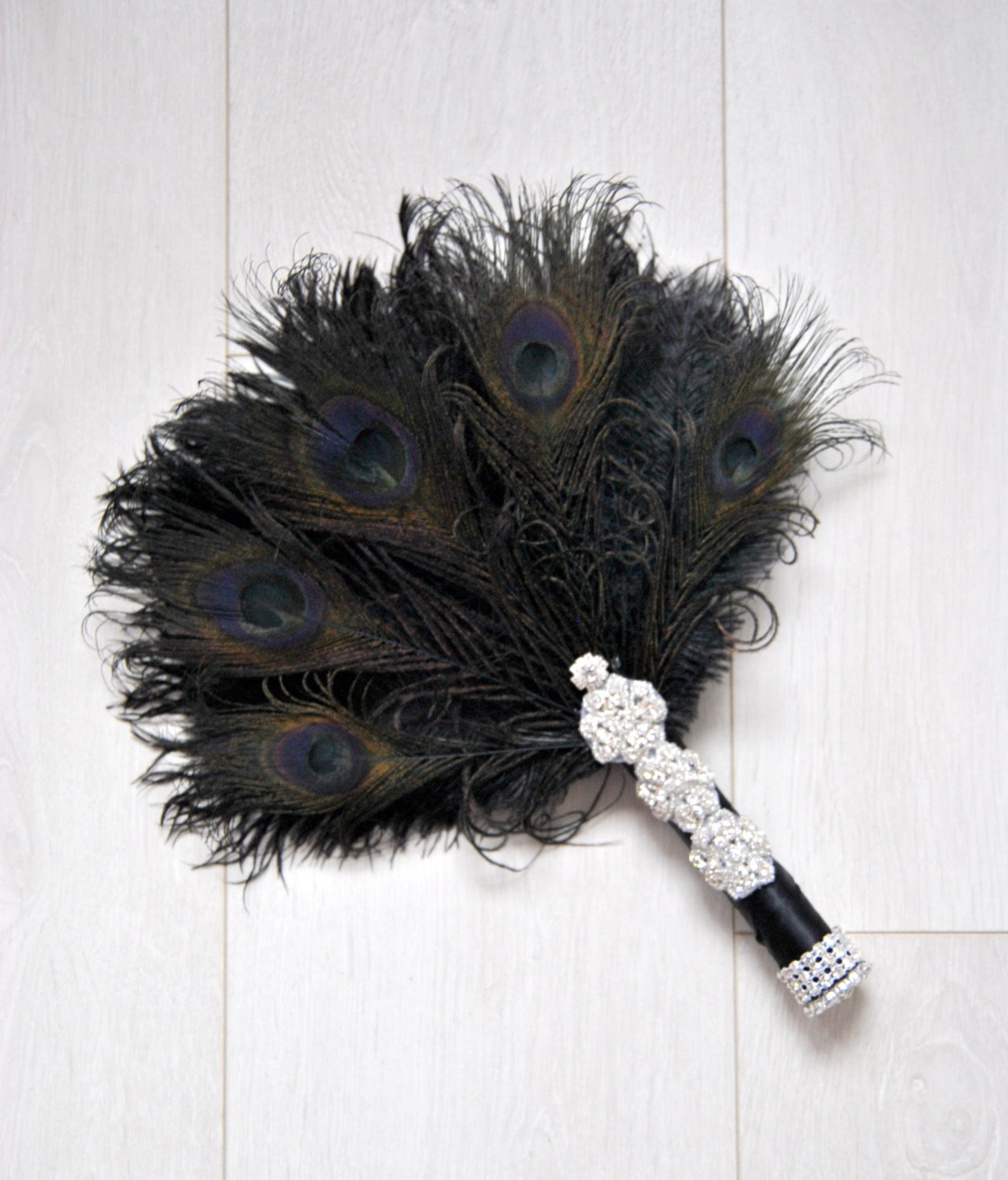 Back Bridal Feather Fan Alternative Ostrich Feather Fan | Etsy