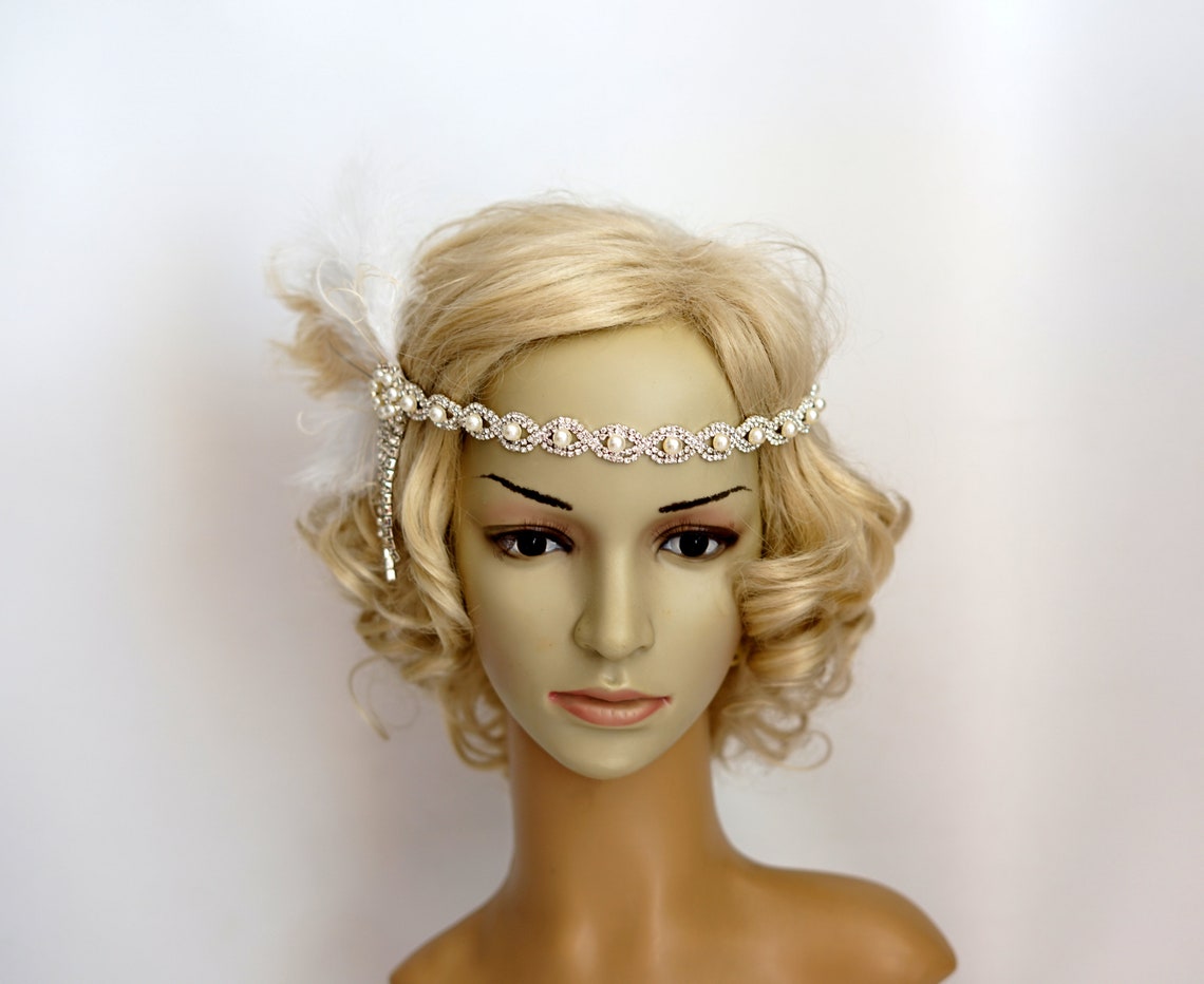 Pearl Flapper Headpiece Headbnad Great Gatsby Bridal 1920s - Etsy