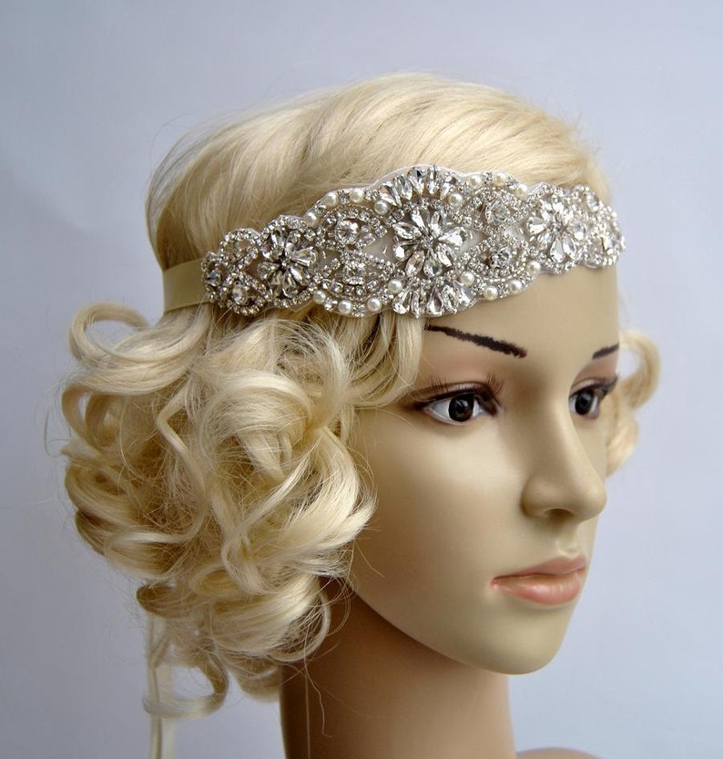 Crystal Pearls Rhinestone Flapper Gatsby Headband Bridal - Etsy