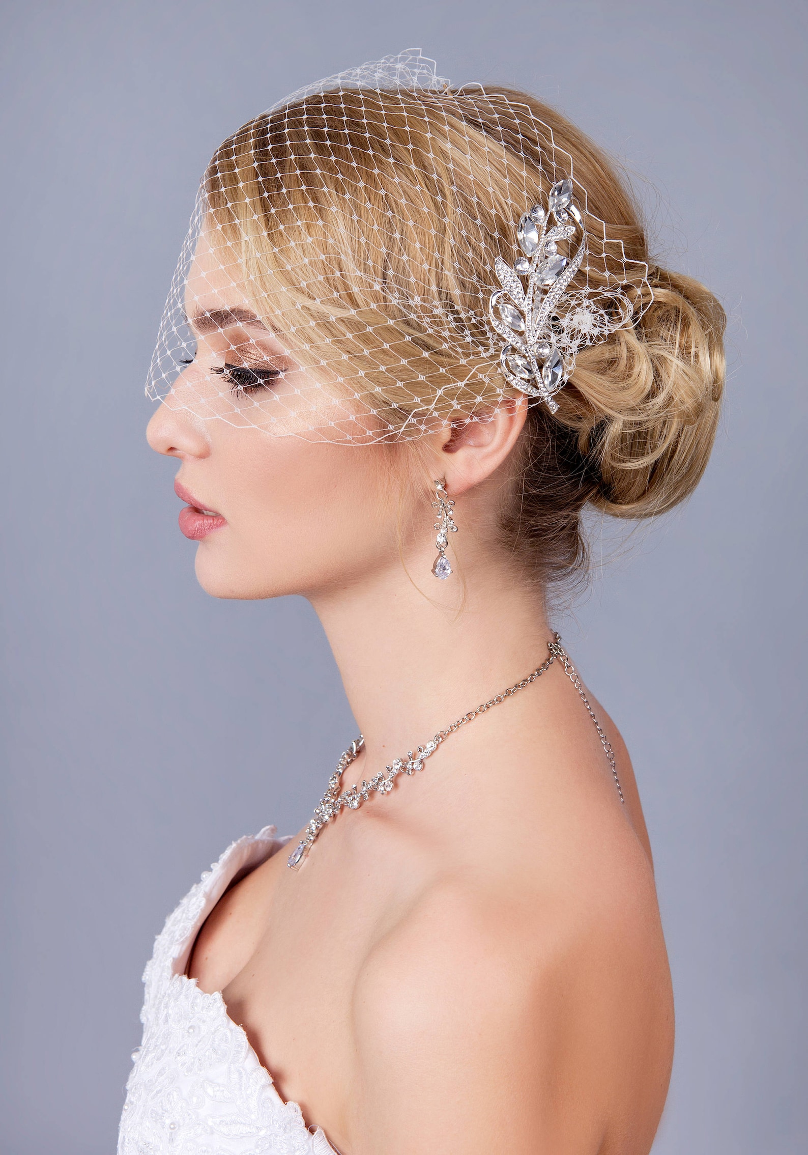 Bandeau Veil With Rhinestone Comb Birdcage Veil Wedding Veil - Etsy