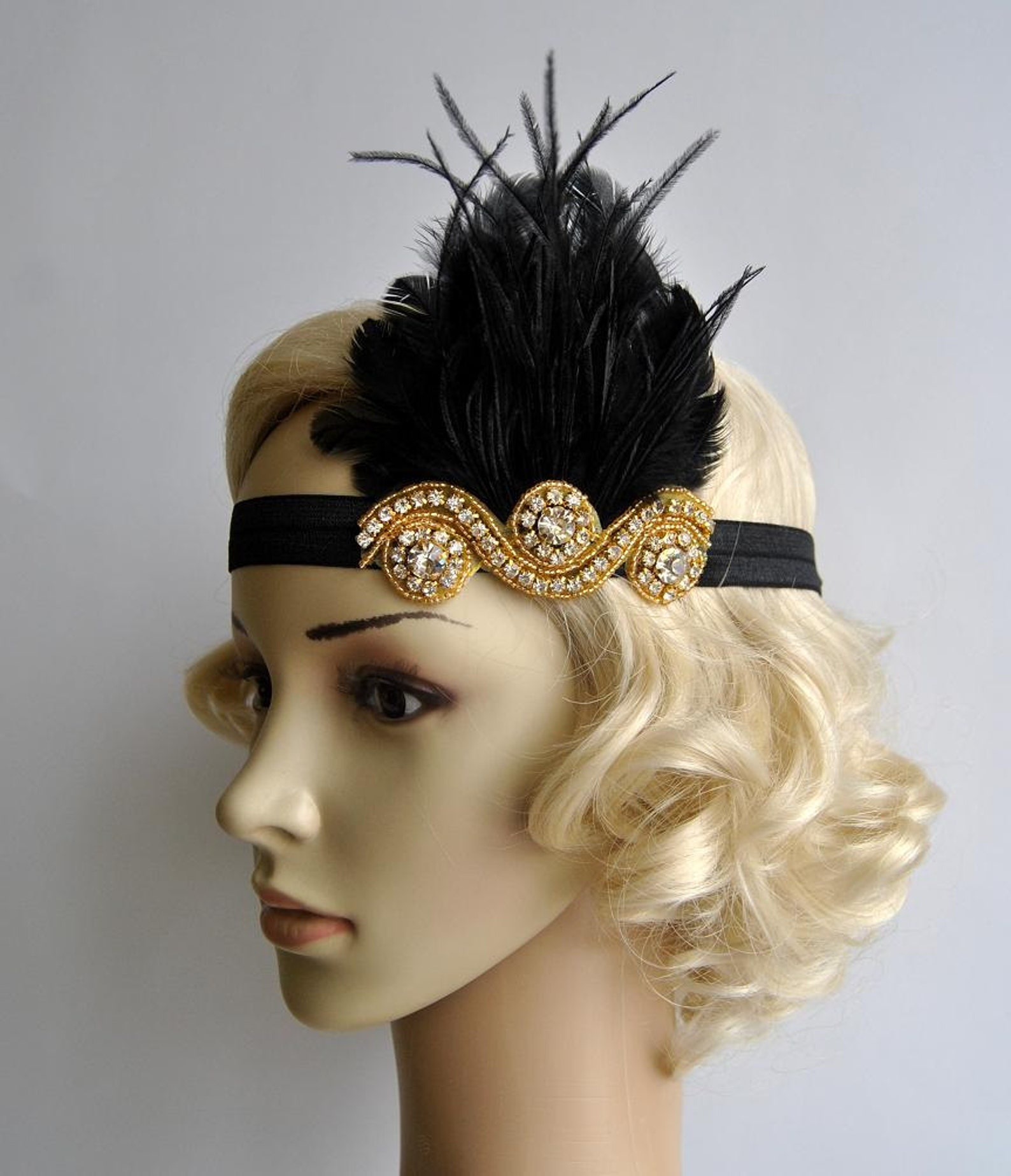 Gold and Black the Great Gatsby20's Flapper Headpiece - Etsy