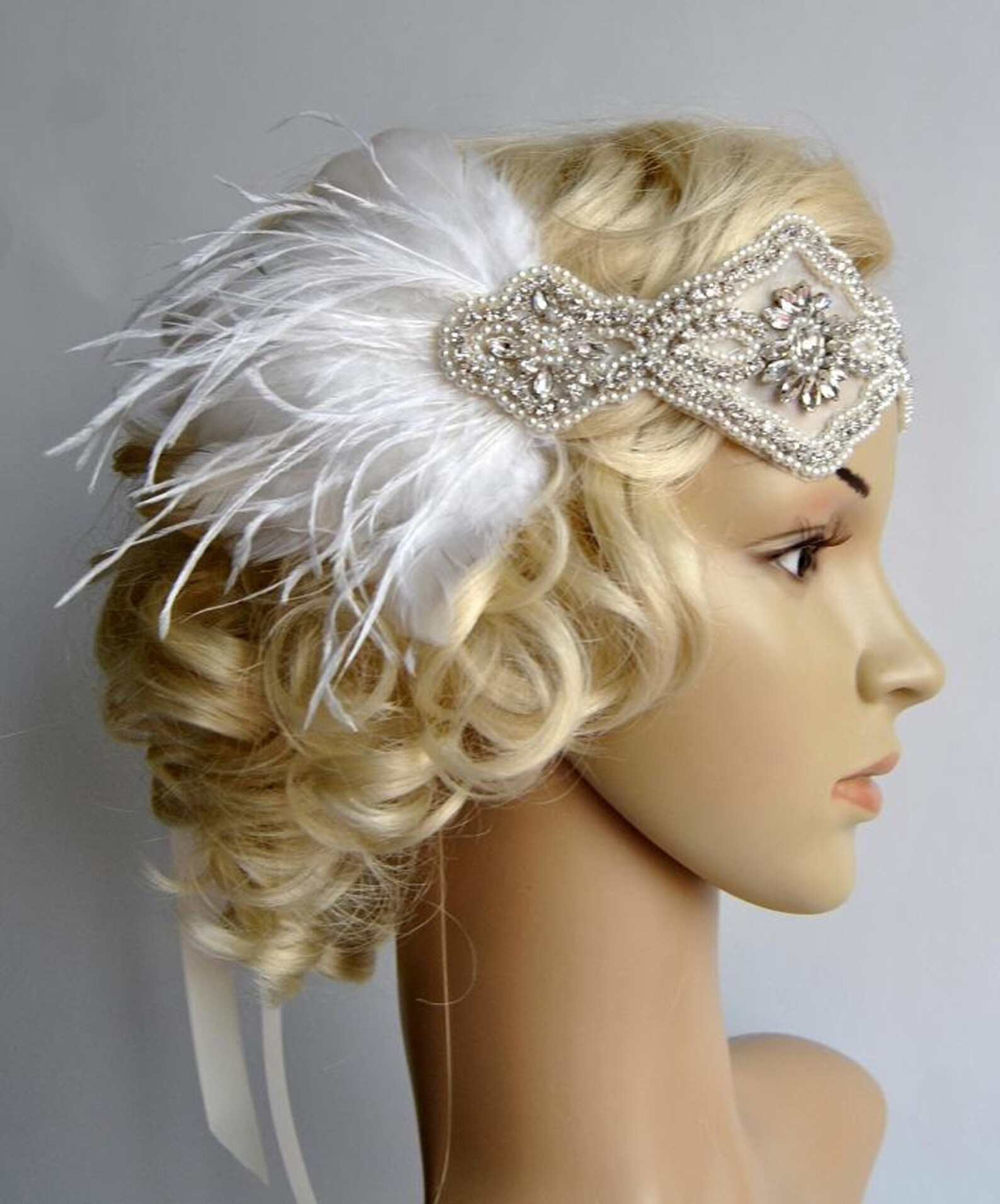 Rhinestone Pearls Flapper Gatsby Headband Wedding - Etsy