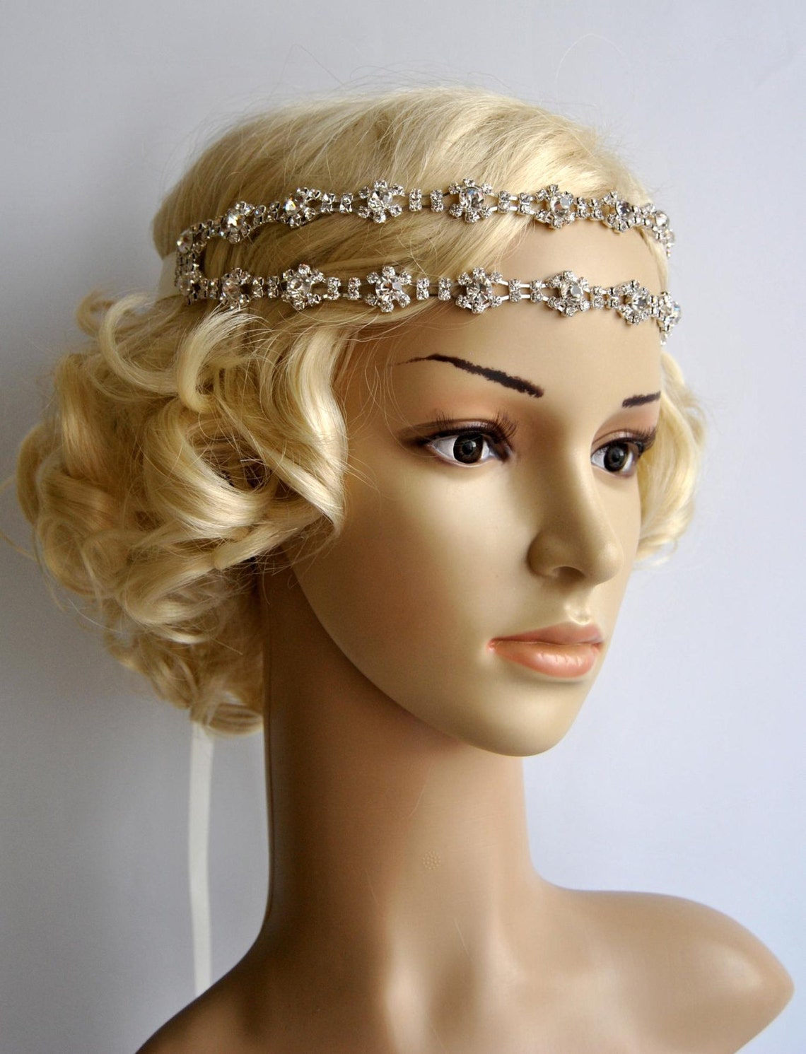 Crystal Headband Double Row Wedding Headband Bridal Wedding Etsy