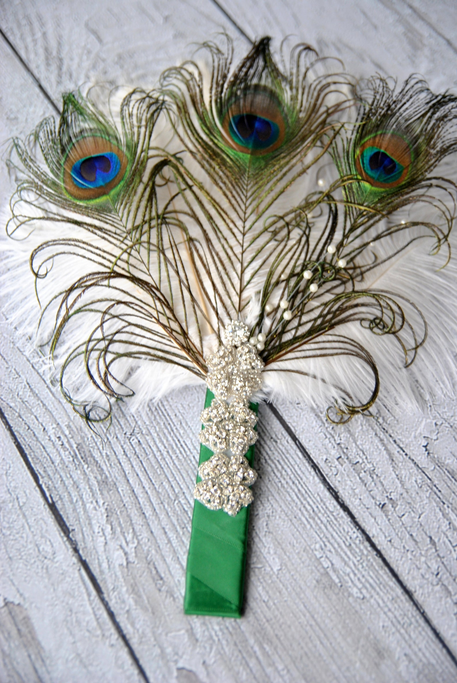 Peacock Feather Fan Bridal Alternative Ostrich Feather Fan - Etsy