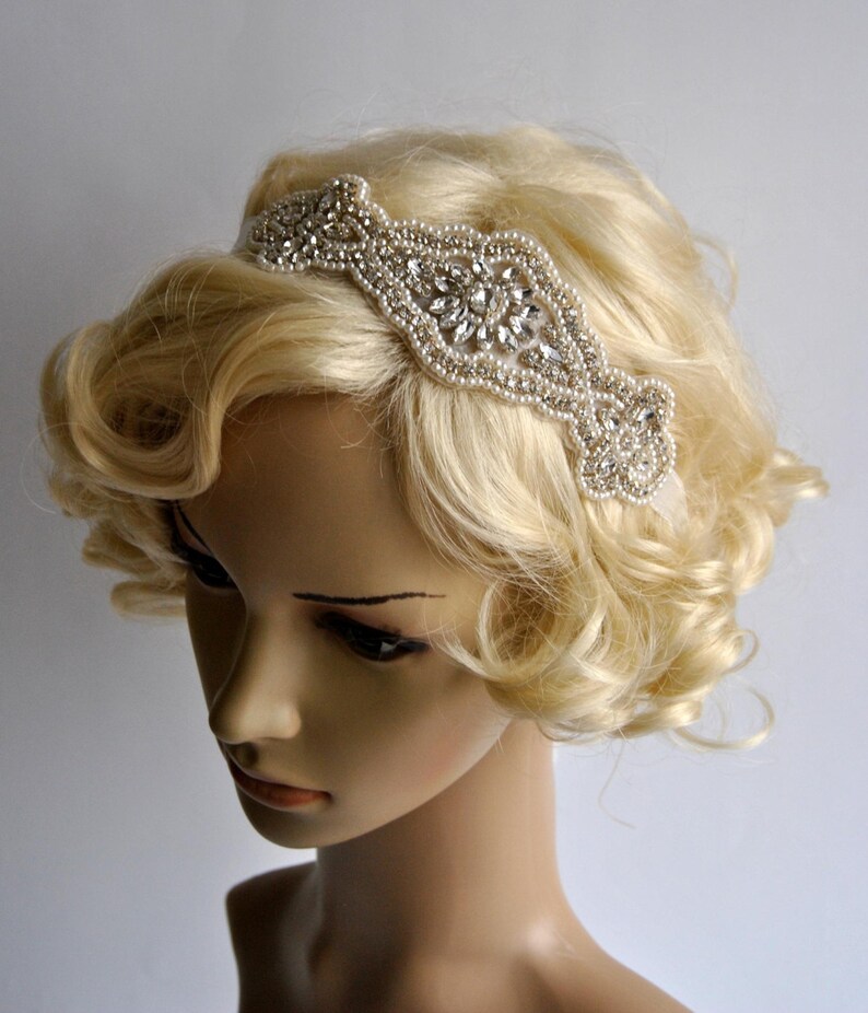 Crystal Rhinestone And Pearls Flapper Gatsby Headband Wedding Etsy