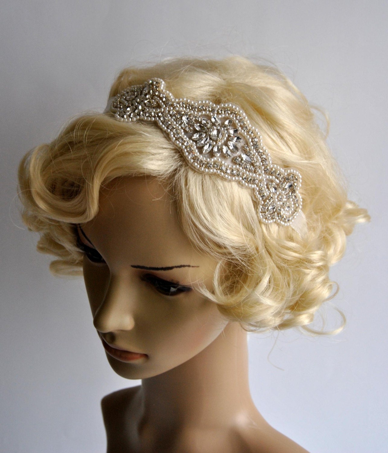 Crystal Rhinestone & Pearls Flapper Gatsby Headband Wedding - Etsy