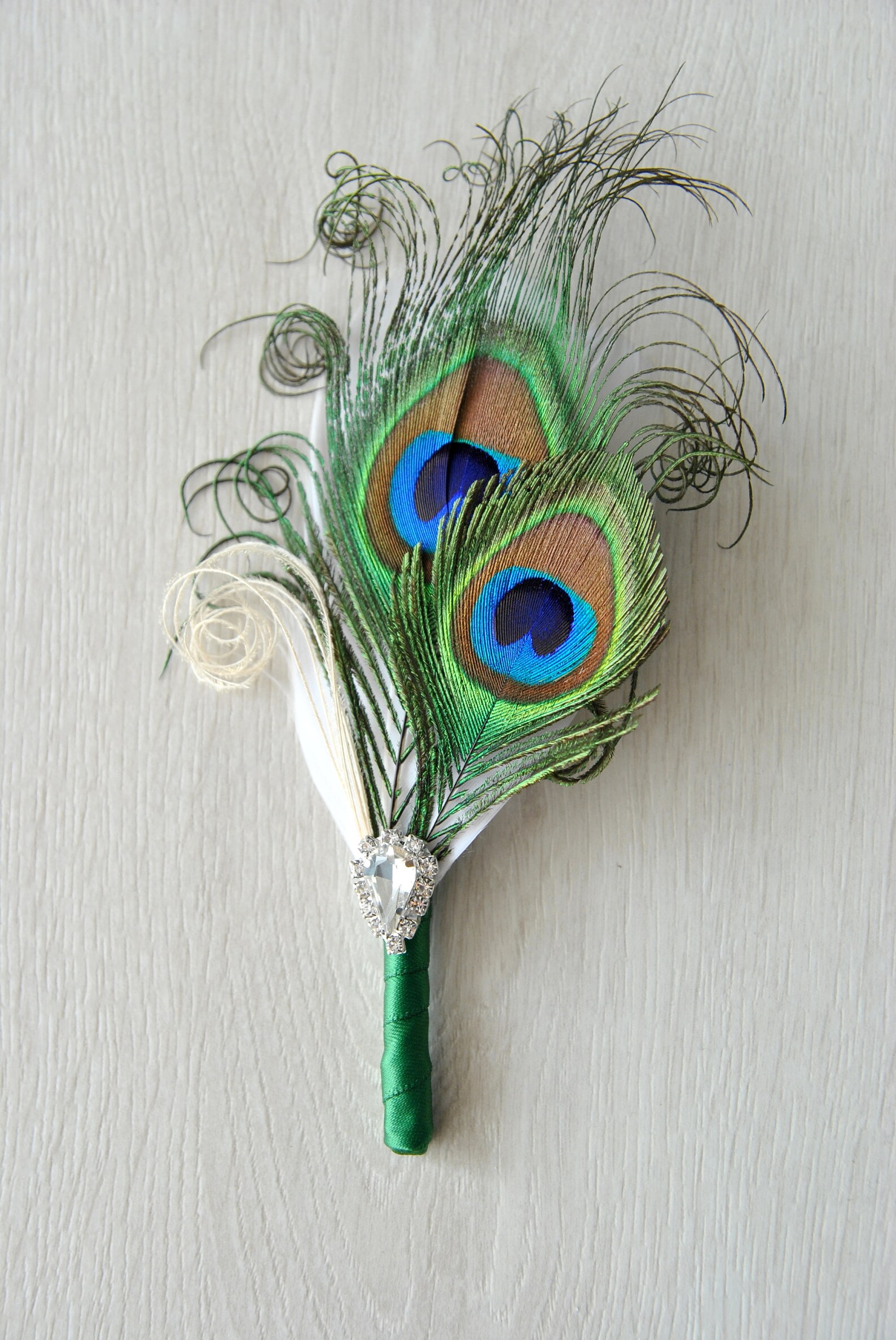 Peacock Feather Fan Bridal Alternative Ostrich Feather Fan - Etsy