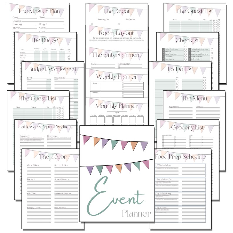 Party Planner Printable Party Planner Party Planner Bundle Event 