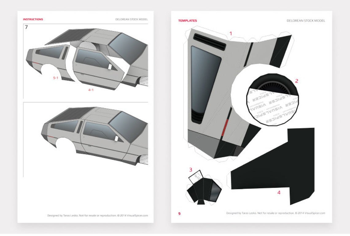 DMC Delorean Stock Model DIY 3D Papercraft Car Templates, Papercraft ...