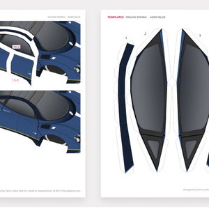 Pagani Zonda Aero Blue DIY 3D Papercraft Supercar Templates, Papercraft ...
