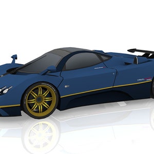 Pagani Zonda Aero Blue DIY 3D Papercraft Supercar Templates, Papercraft ...