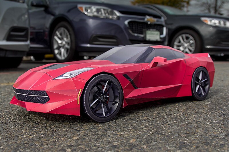Chevrolet Corvette Stingray Red Lava DIY 3D Papercraft Sports Car ...