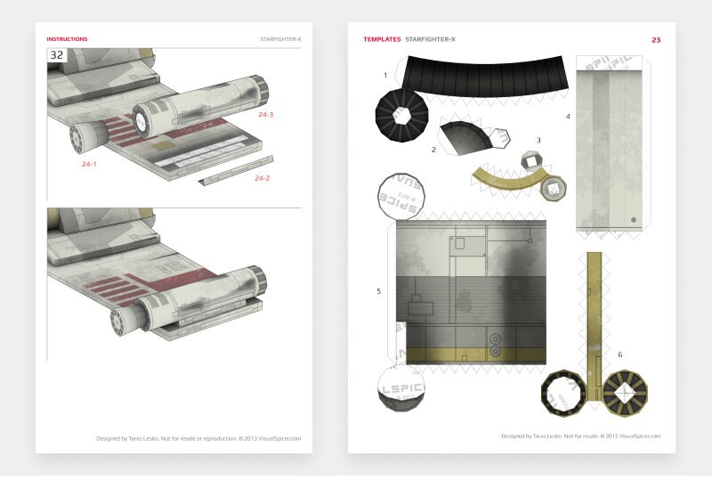 Star Wars X-wing Inspired Starfighter-x DIY 3D Papercraft Templates ...