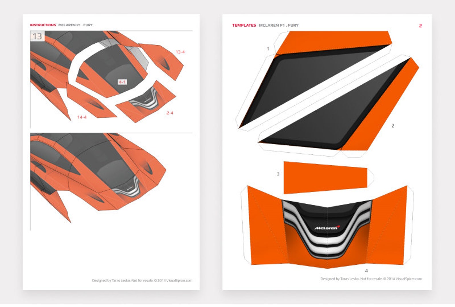 Mclaren P1 Fury DIY 3D Papercraft Supercar Templates, Supercar ...