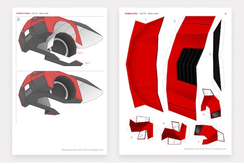 Chevrolet Corvette Stingray Red Lava DIY 3D Papercraft Sports Car ...