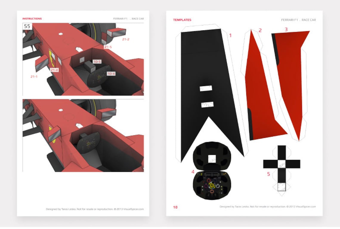 Ferrari F1 DIY 3D Papercraft Racecar Templates Papercraft - Etsy