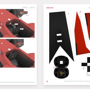 Ferrari F1 DIY 3D Papercraft Racecar Templates, Papercraft Model para ...