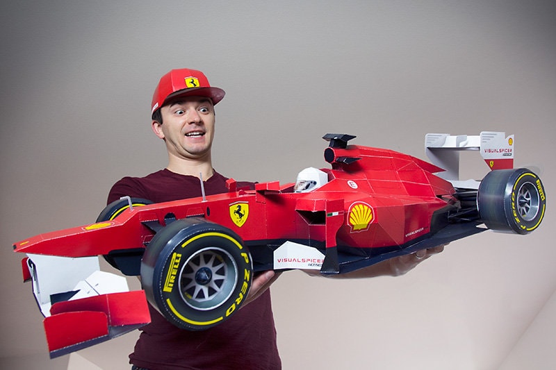 Ferrari F1 DIY 3D Papercraft Racecar Templates, Papercraft Model for ...