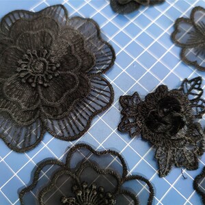 Black Lace Applique,5pcs Flower Appliques,3d Lace Sticker-pattern 45~54 ...