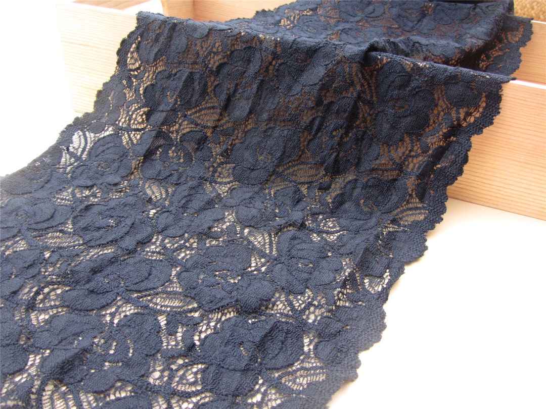 Black Lace With Gold Mesh ,stretch Lace Trim - Extra Wide Lace Trim ...