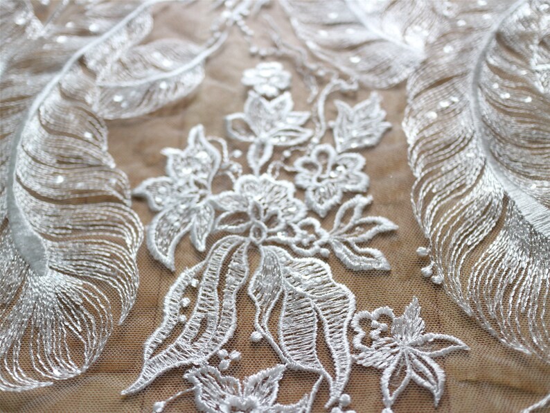 Leaves lace fabric Baroque lace fabric white lace | Etsy