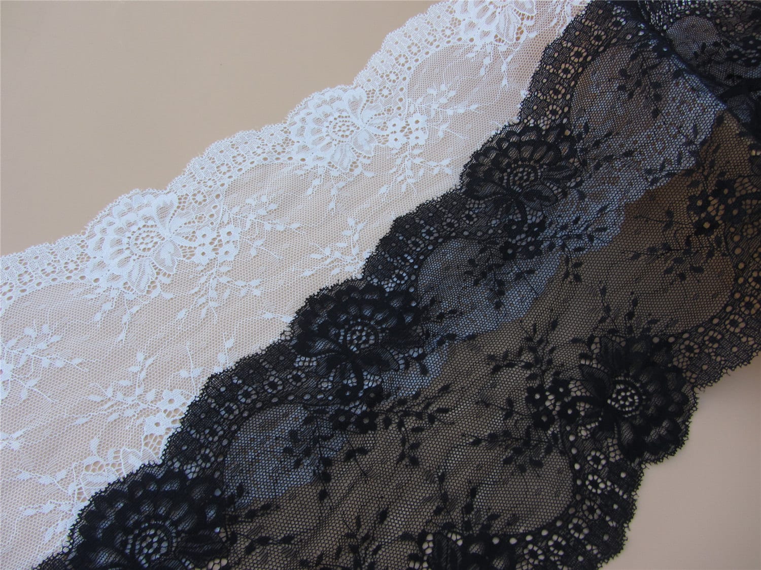 Off White Wedding Lace,stretch Lace Trim - Extra Wide Black Lace Trim ...