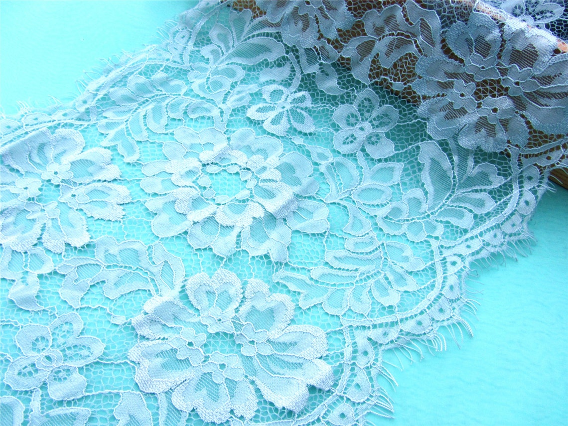 Eyelash Lace Trim, Fog Blue Lace -17cm Wide, Chantilly Lace, Bridal ...