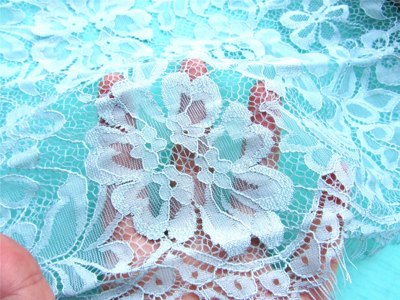 Eyelash Lace Trim, Fog Blue Lace -17cm Wide, Chantilly Lace, Bridal ...