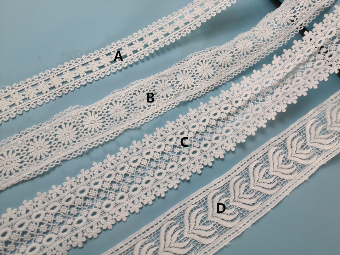 Off White Cotton Lace Trim by Yard, Lace Trimming , Cotton Lace, Cotton ...