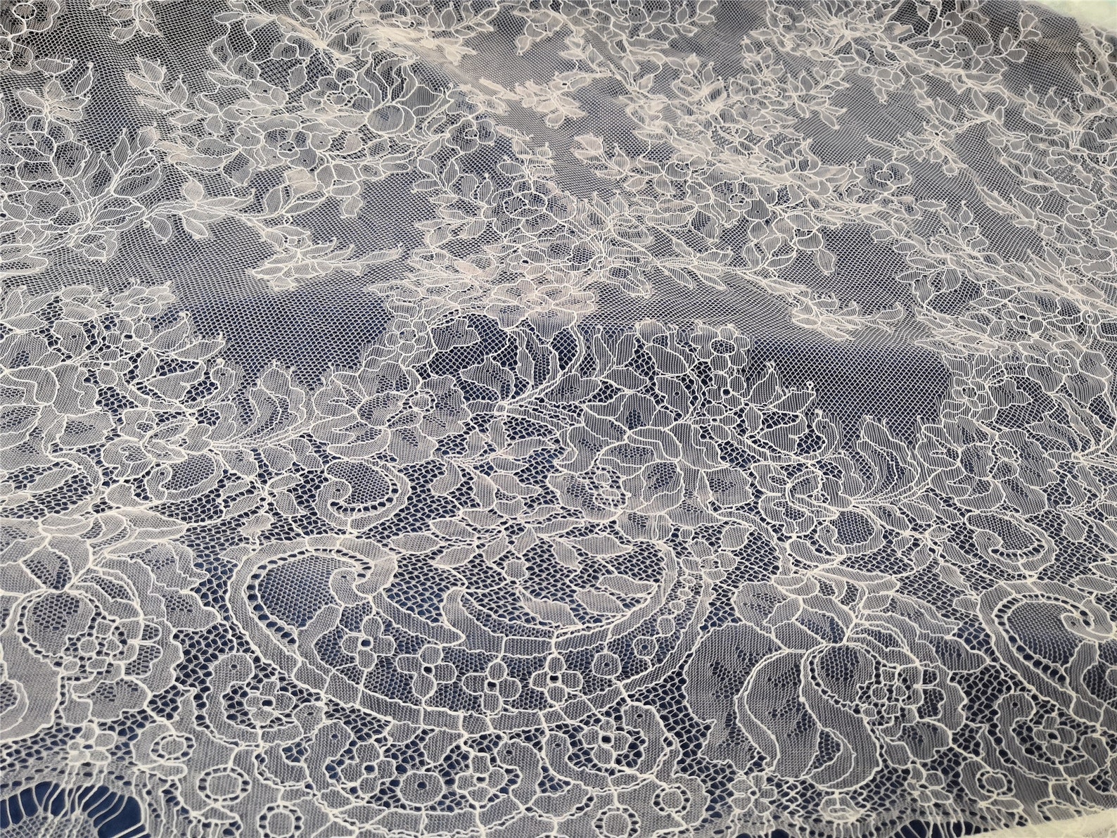 Encaje chantilly suave encaje tela de encaje ribete de | Etsy