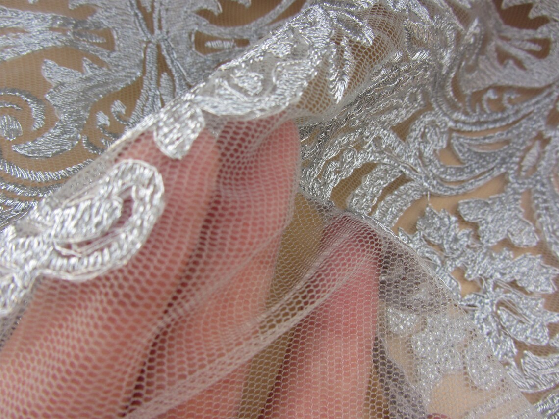Gold Thread Lace Fabric ,silver Embroidery Flower Lace for DIY Wedding ...