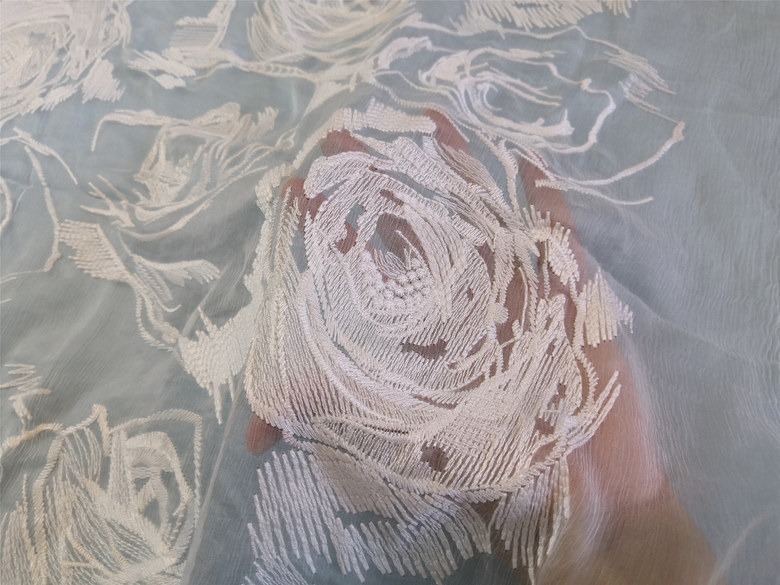 Rose Silk Lace Fabriccotton Embroidery on 100% Silk - Etsy