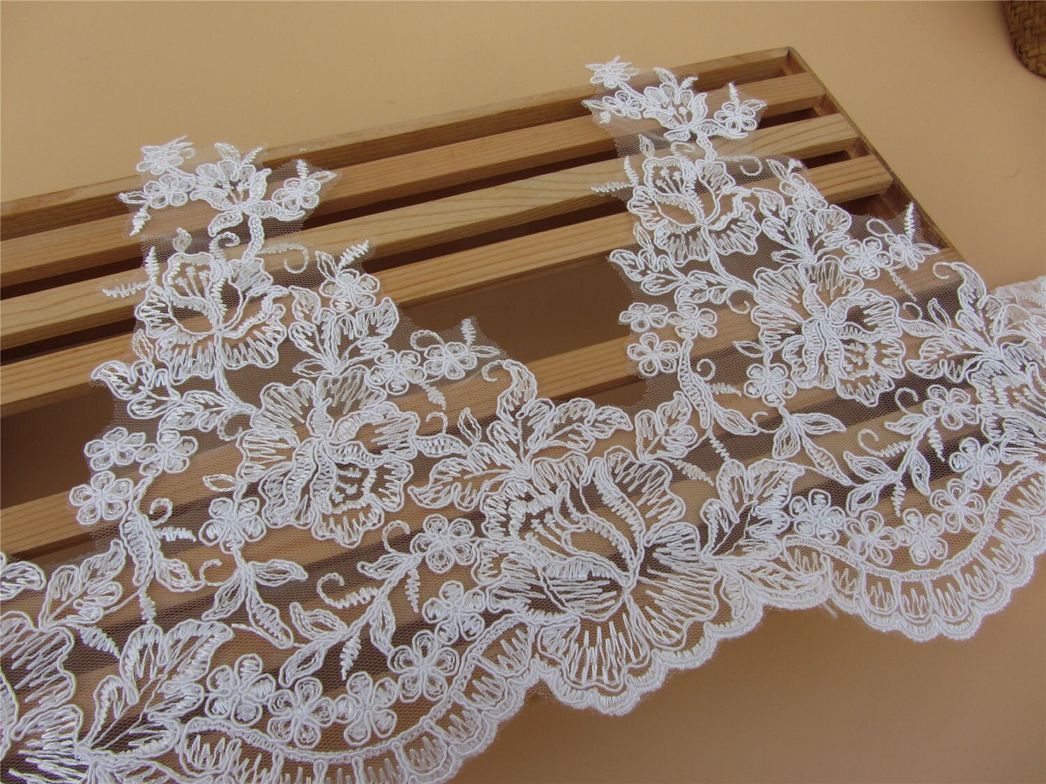 Alencon LaceBridal Veil Lace Trim Wedding Lace ivory by yard | Etsy