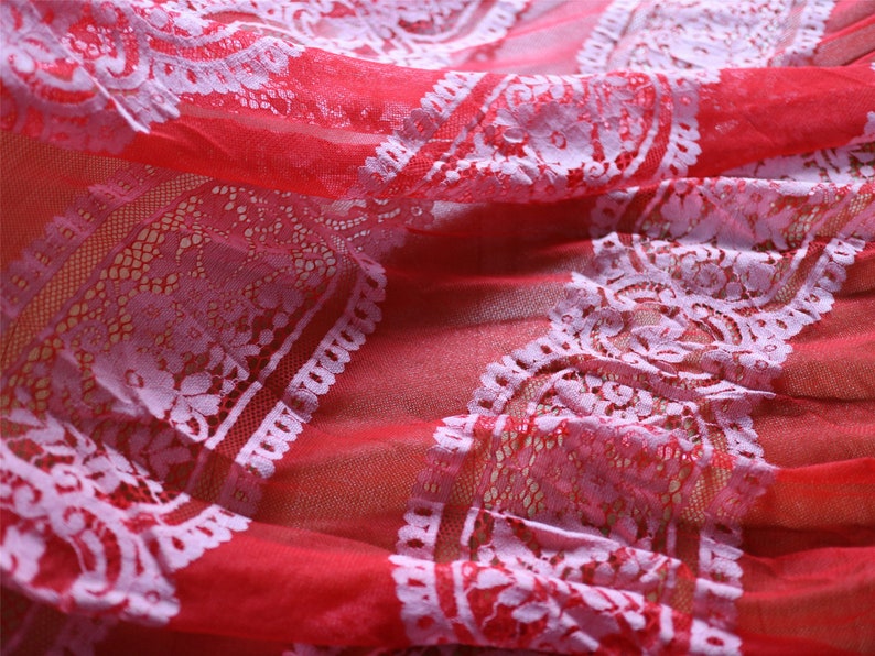 Red Lace Fabriceyelash Lace Fabric for Dress Eyelash Lace - Etsy