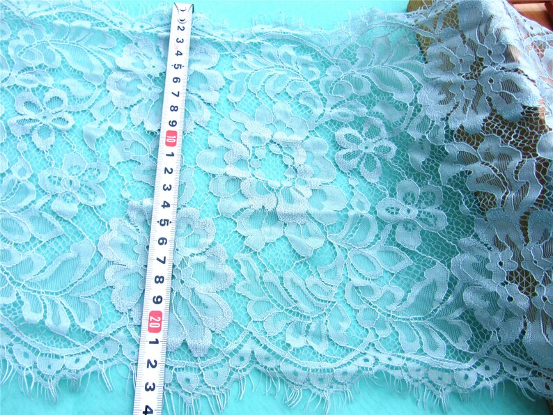 Eyelash Lace Trim, Fog Blue Lace -17cm Wide, Chantilly Lace, Bridal ...