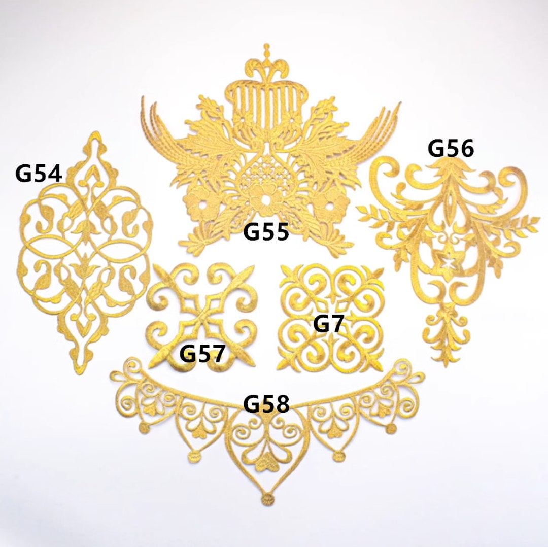Gold Applique ,embroidery Patch,lace Applique,baroque Applique --1pair ...