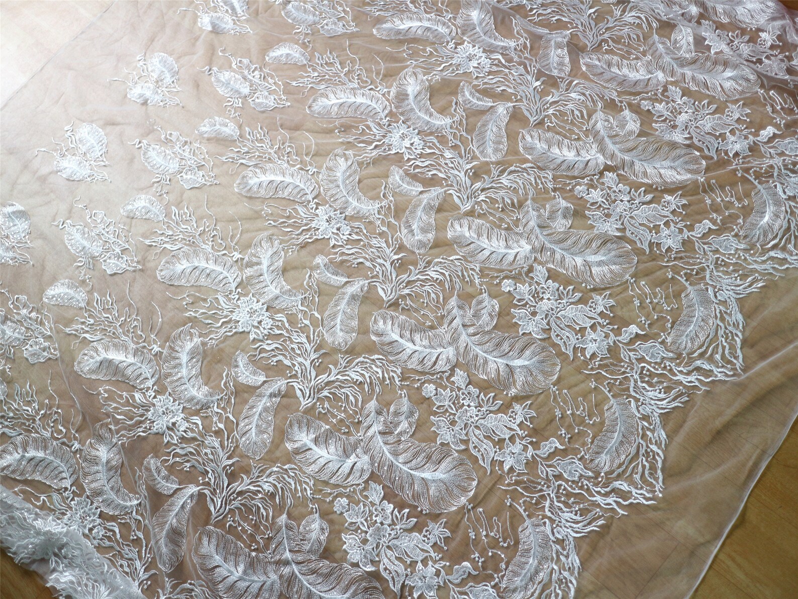 Leaves lace fabric Baroque lace fabric white lace | Etsy