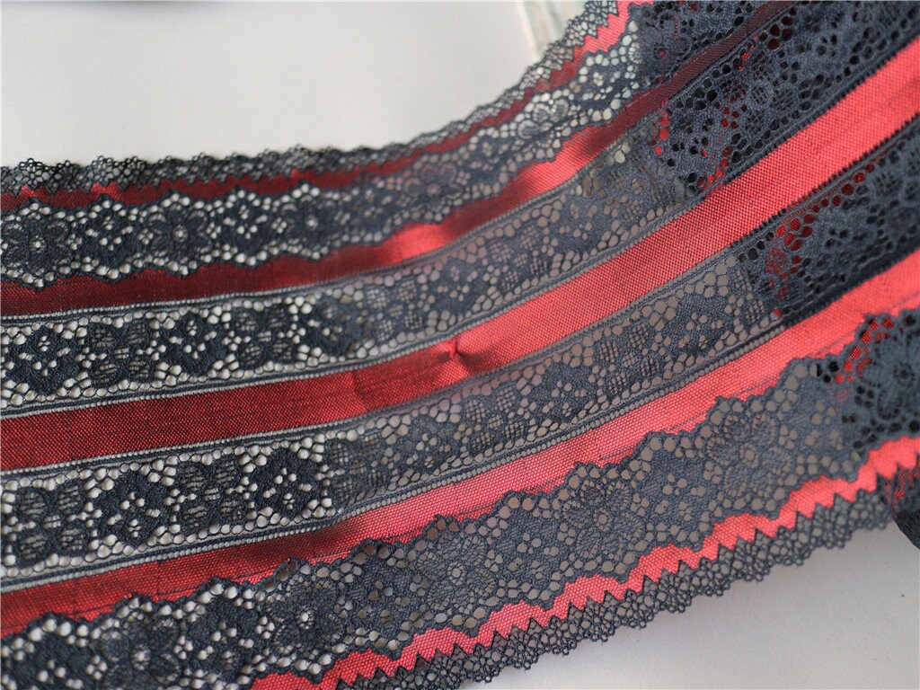 Red Lingerie Lace Trimmingstretch Lace Trimblack Elastic - Etsy